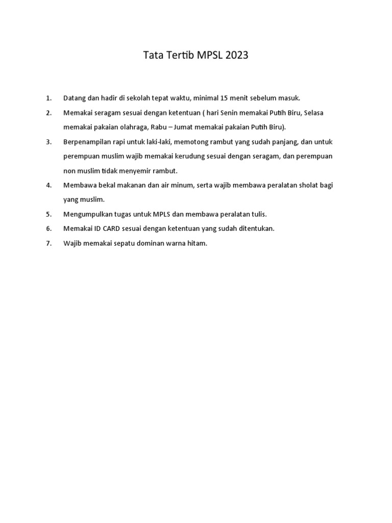 Tata Tertib dan Laporan MPLS 2023 | PDF | Karier & Perkembangan
