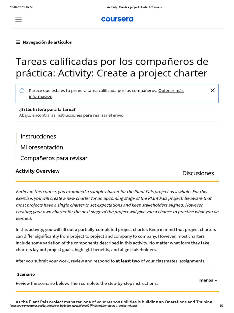 Activity - Create A Project Charter - Coursera | PDF