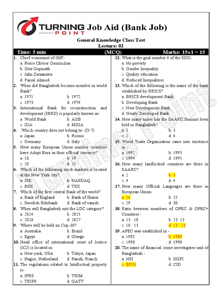 Test 2 | PDF | World Bank | World Economy
