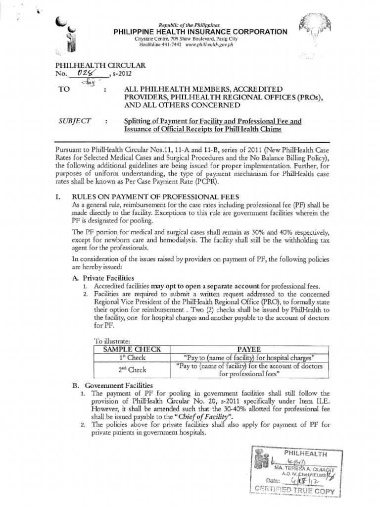 PhilHealth Guidelines on Fee Sharing | PDF | Health Care | Social Programs