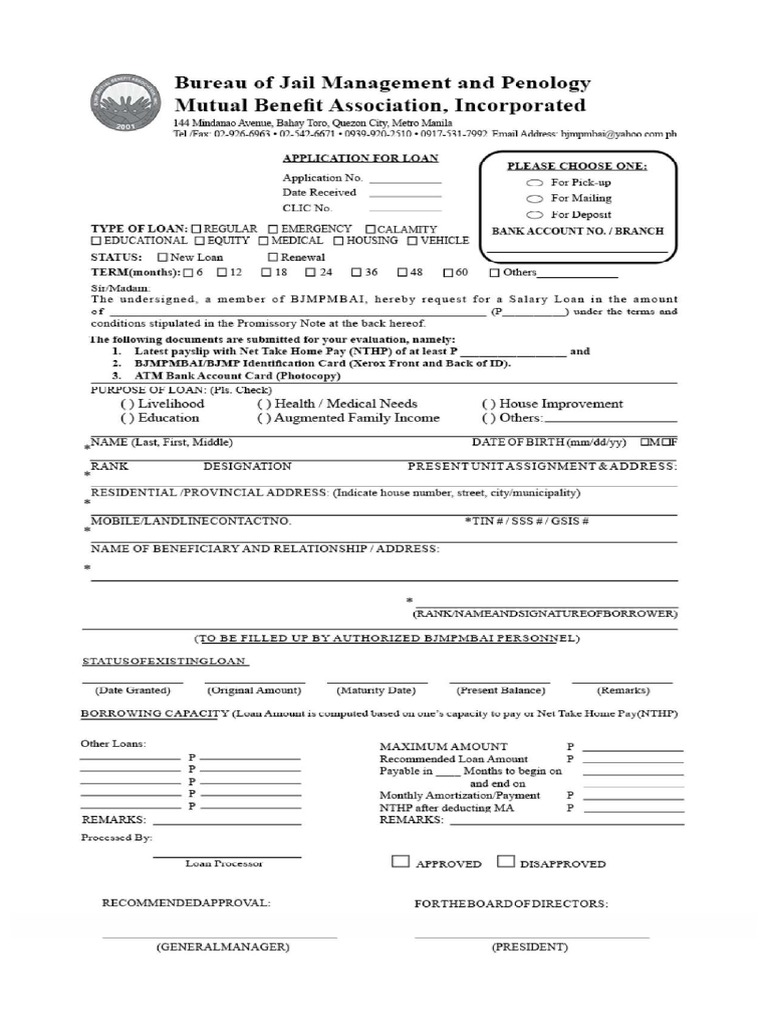 Updated Loan Form 2023 - BJMPMBAI | PDF