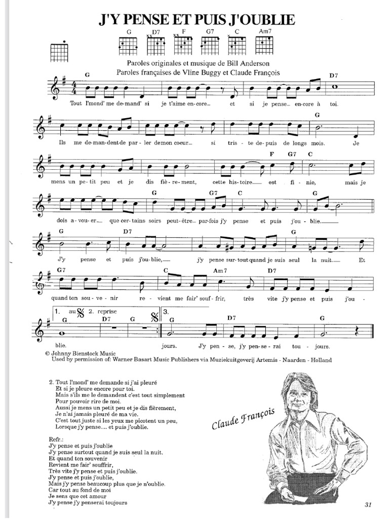 Claude Francois - J y Pense Et Puis J Oublie | PDF