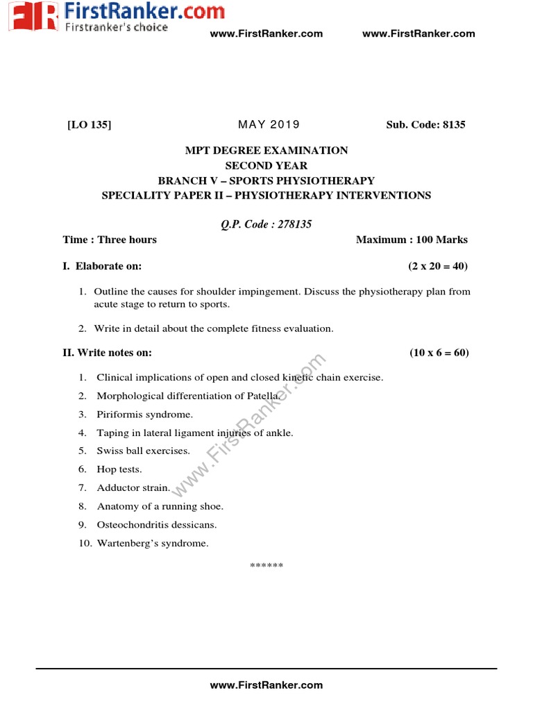 MPT - 2019 - 2 - Physiotherapy Interventions - Sports Physiotherapy ...