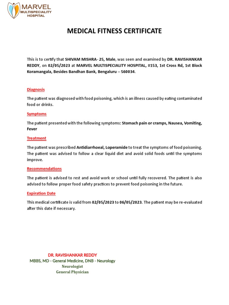 Medical Certificate | PDF