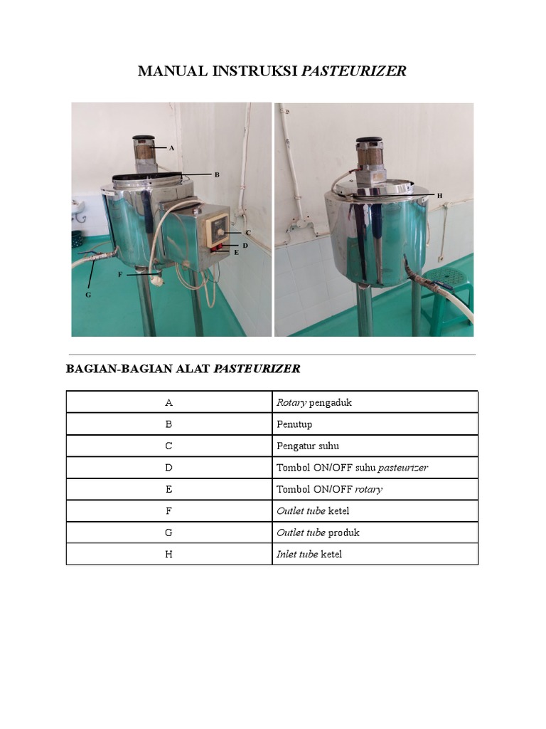 Manual Instruksi Pasteurizer | PDF