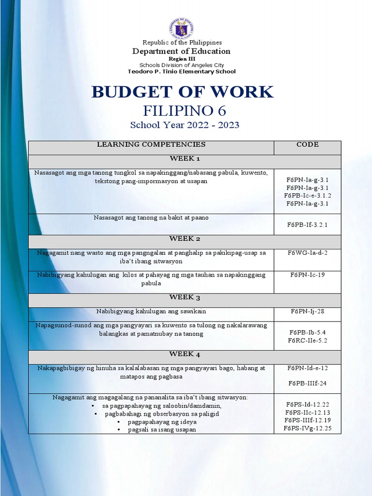 Bow Filipino 6 Sy 2022-2023 | PDF