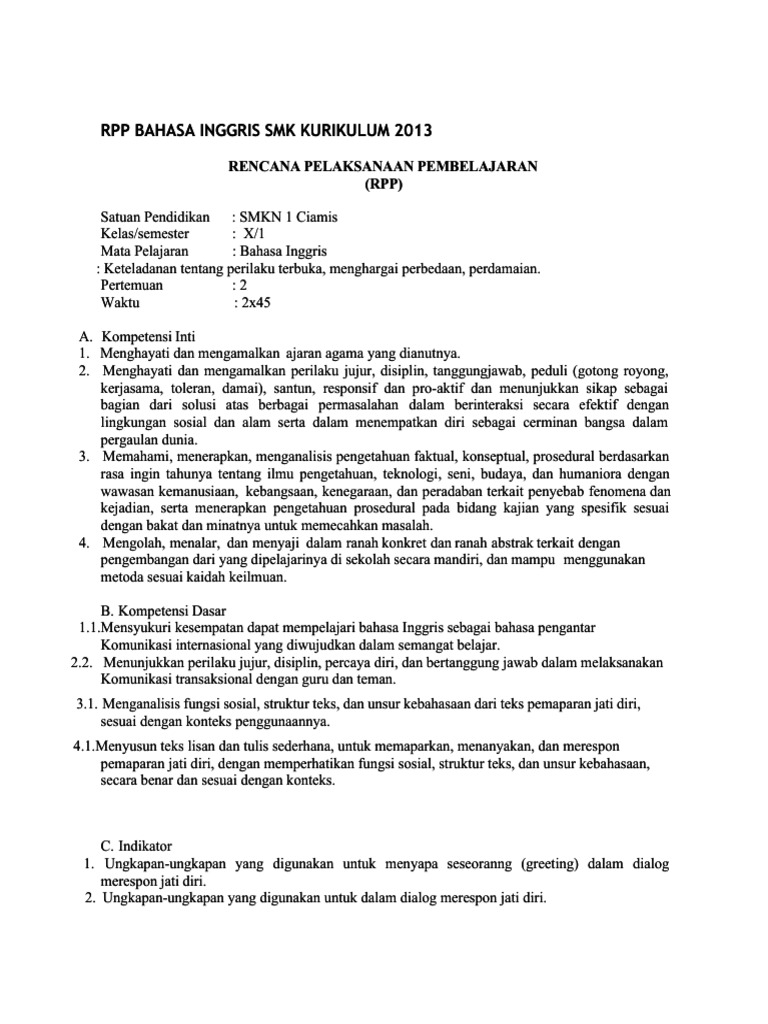 Rencana Pelaksanaan Pembelajaran Rencana Pelaksanaan Pembelajaran (RPP ...
