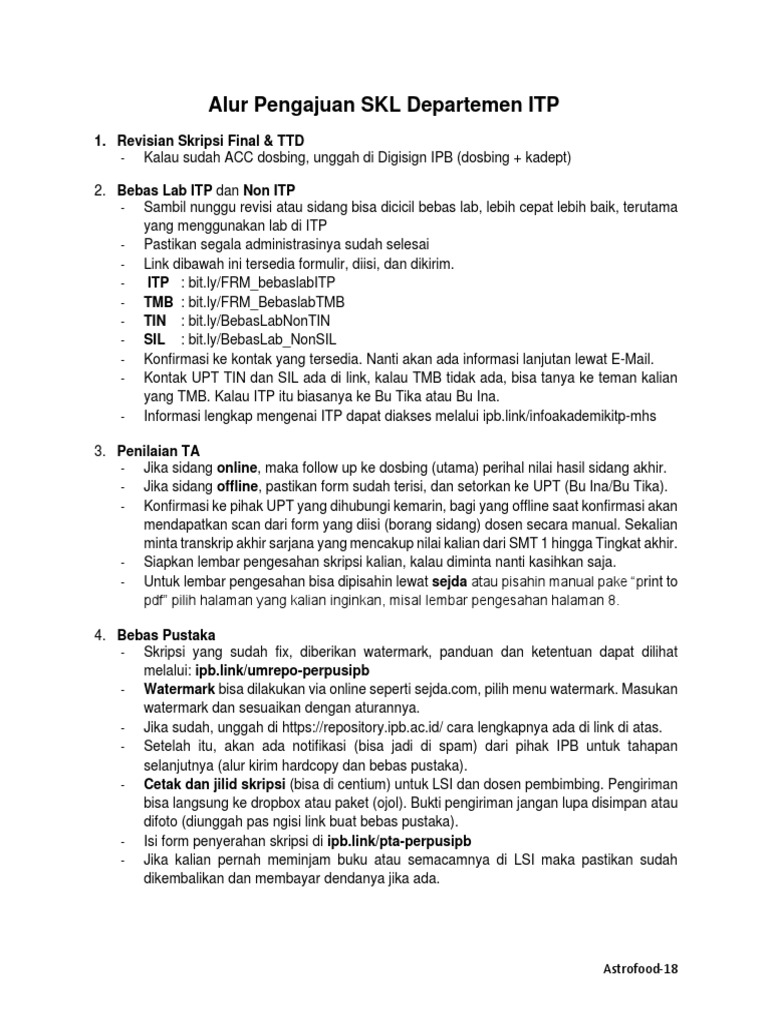 Alur Pengajuan SKL Departemen ITP - Final | PDF