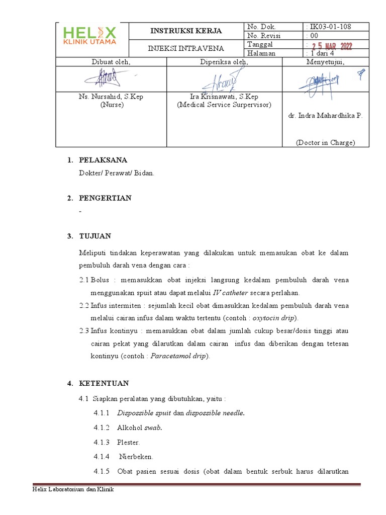 IK03-01-108 Injeksi Intravena Rev00 | PDF