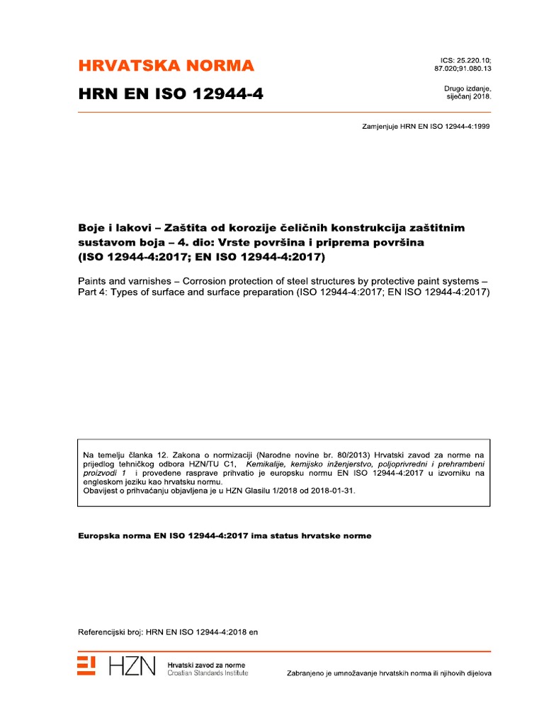 HRN en Iso 12944 - 4 - Vrste Površina I Priprema Površina | PDF