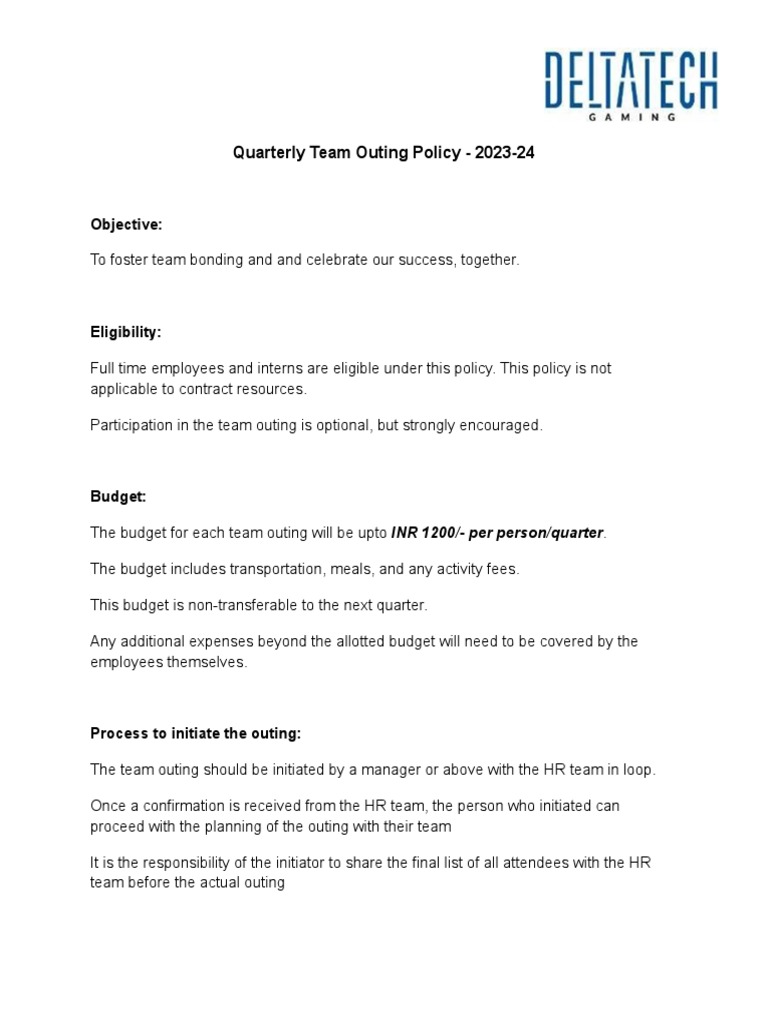 Team Outing Policy 2023-24 | PDF | Economies | Business