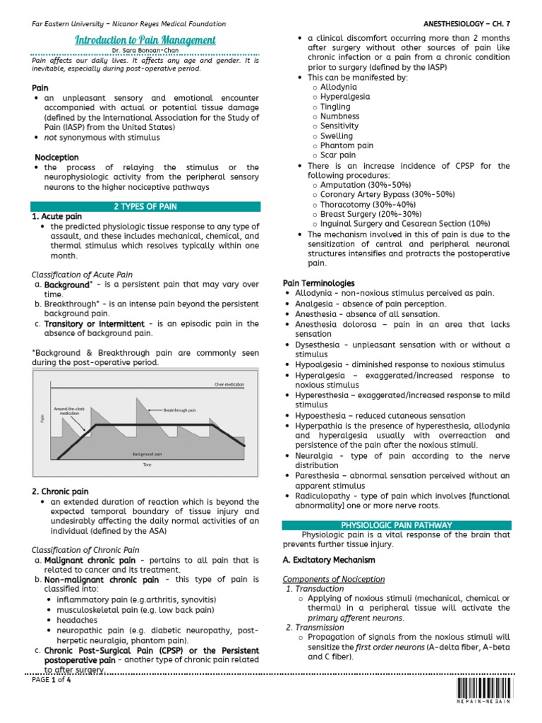 Anes 8 Introduction To Pain Management | PDF | Pain | Analgesic