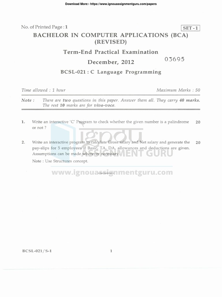 BCSL 021 Previous Year Question Papers by Ignouassignmentguru | PDF | Thesis | String (Computer ...