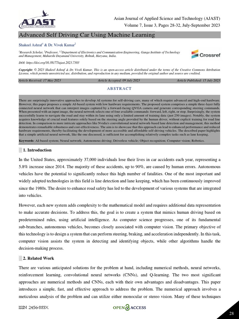Advanced Self Driving Car Using Machine Learning | PDF | Computer ...