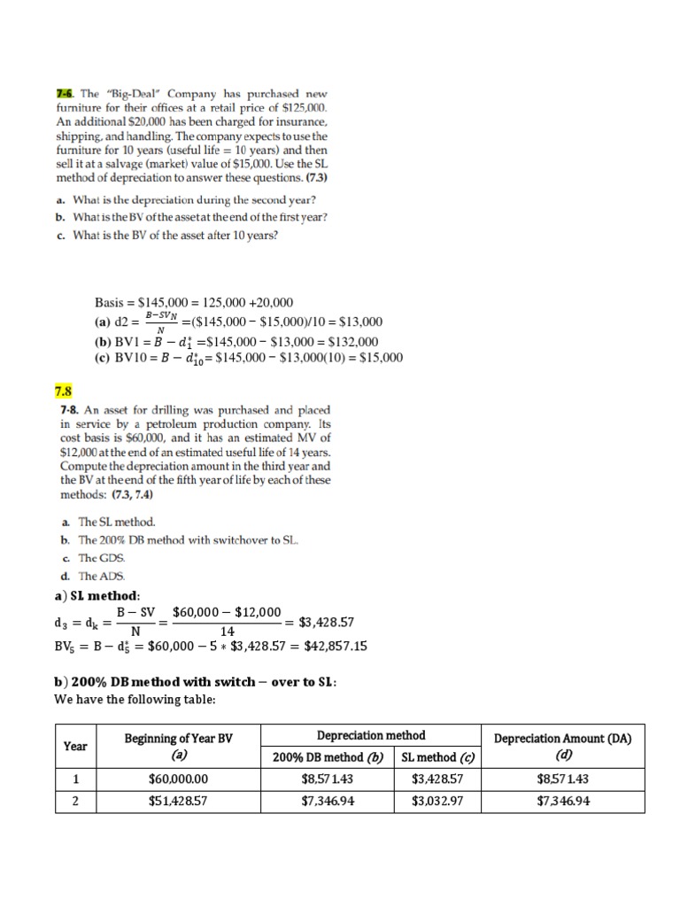 Solution Assignment 4 Chapter 7 | PDF | Depreciation | Financial Accounting
