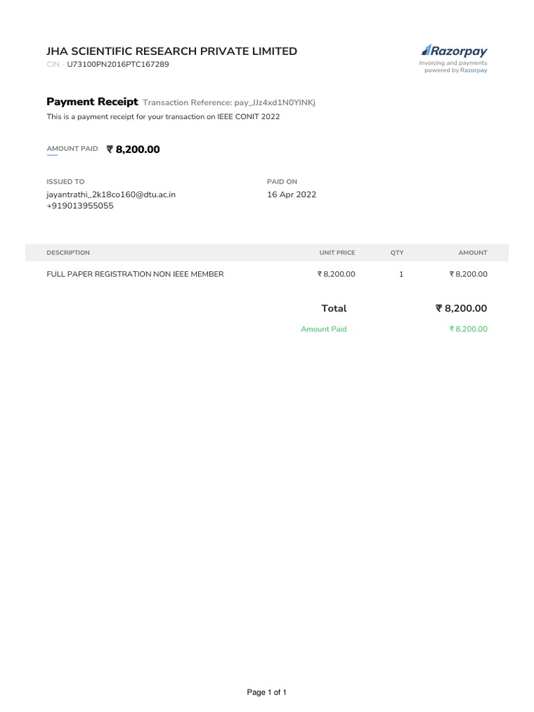 Receipt Pay - Jjz4xd1n0yinkj From J Scientific Research Private Limted ...