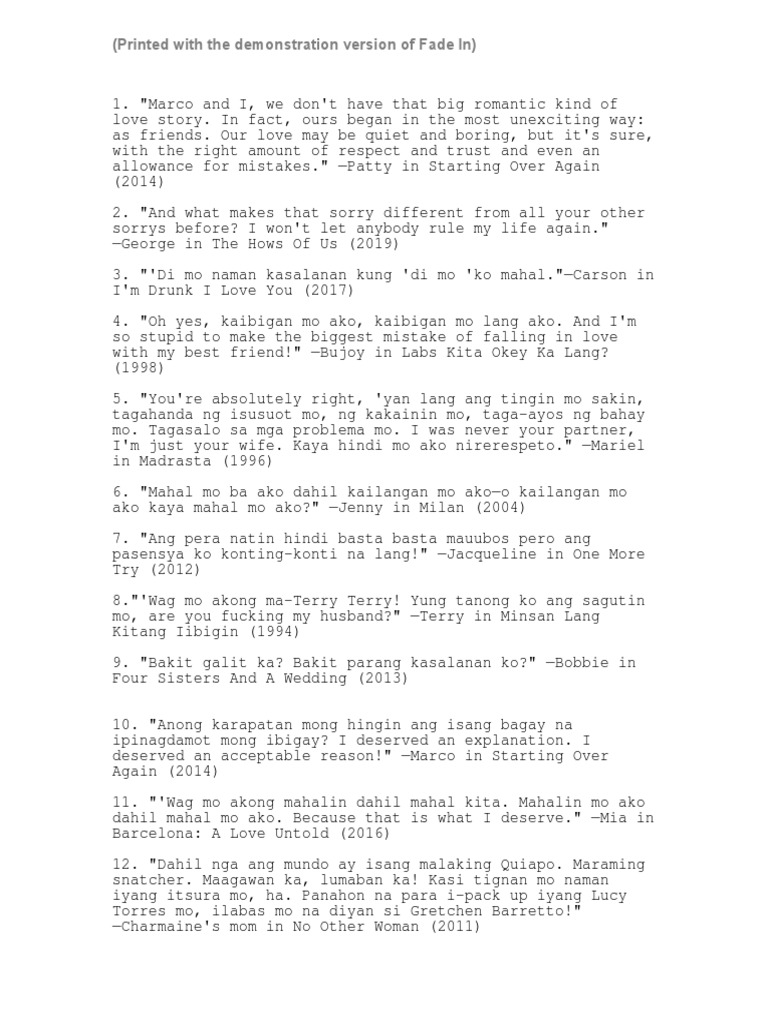 Tagalog Movie Lines | PDF | Philippines