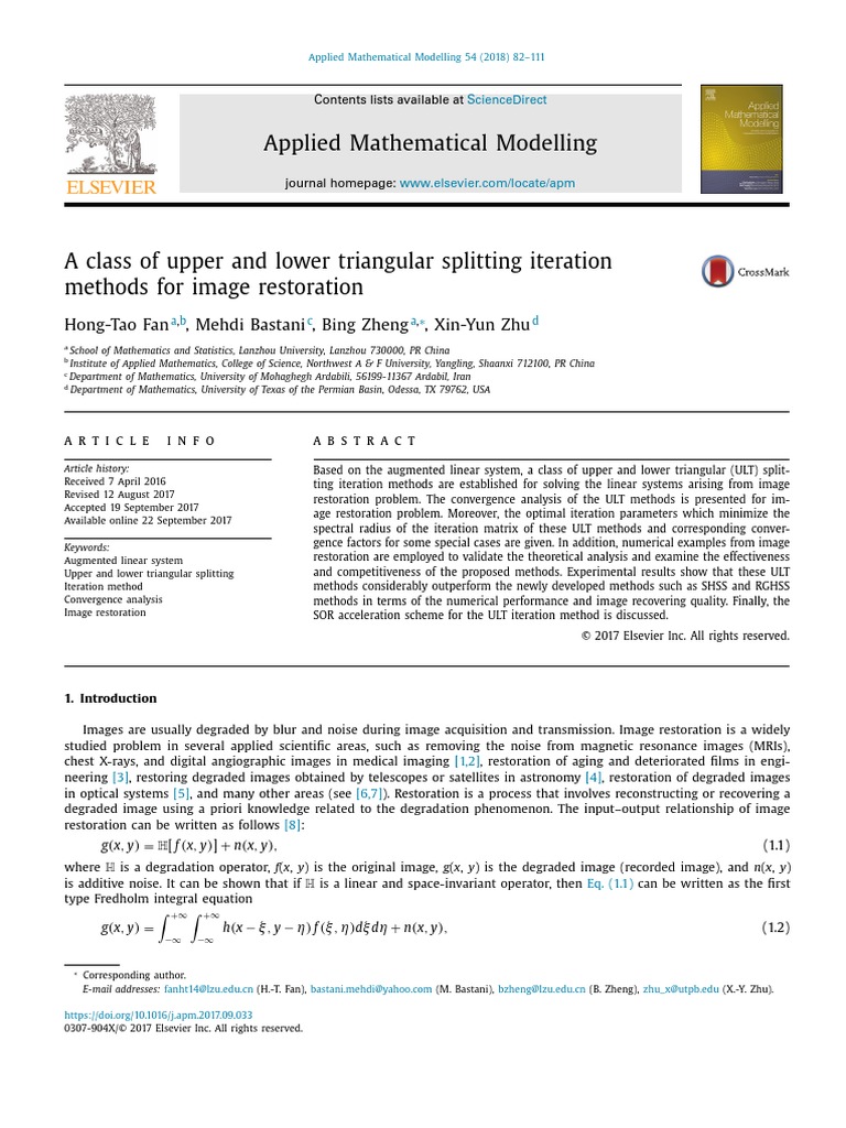 A Class Of Upper And Lower Triangular Splitting Itera 2018 Applied