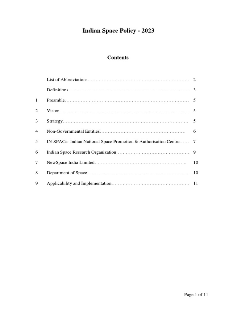 Indian Space Policy 2023 | PDF | Satellite | Communications Satellite