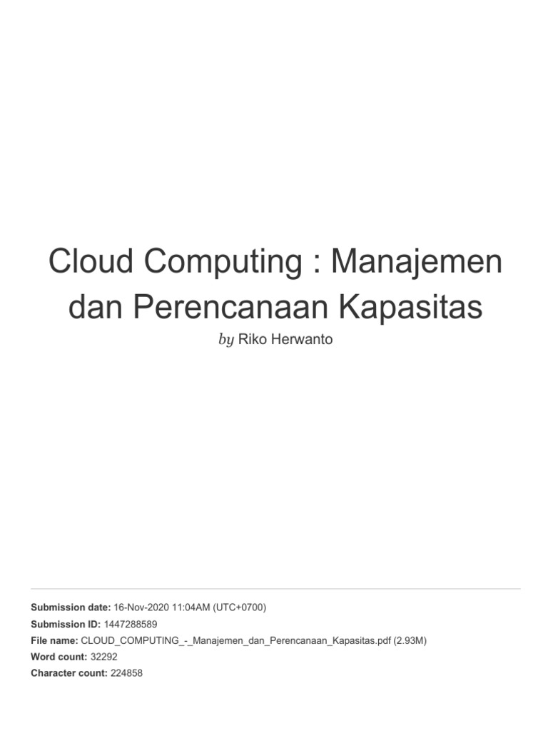 Cloud Computing - Manajemen Dan Perencanaan Kapasitas | PDF