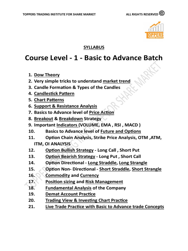 Toppers Trading Institute Course Syllabus | PDF | Option (Finance ...