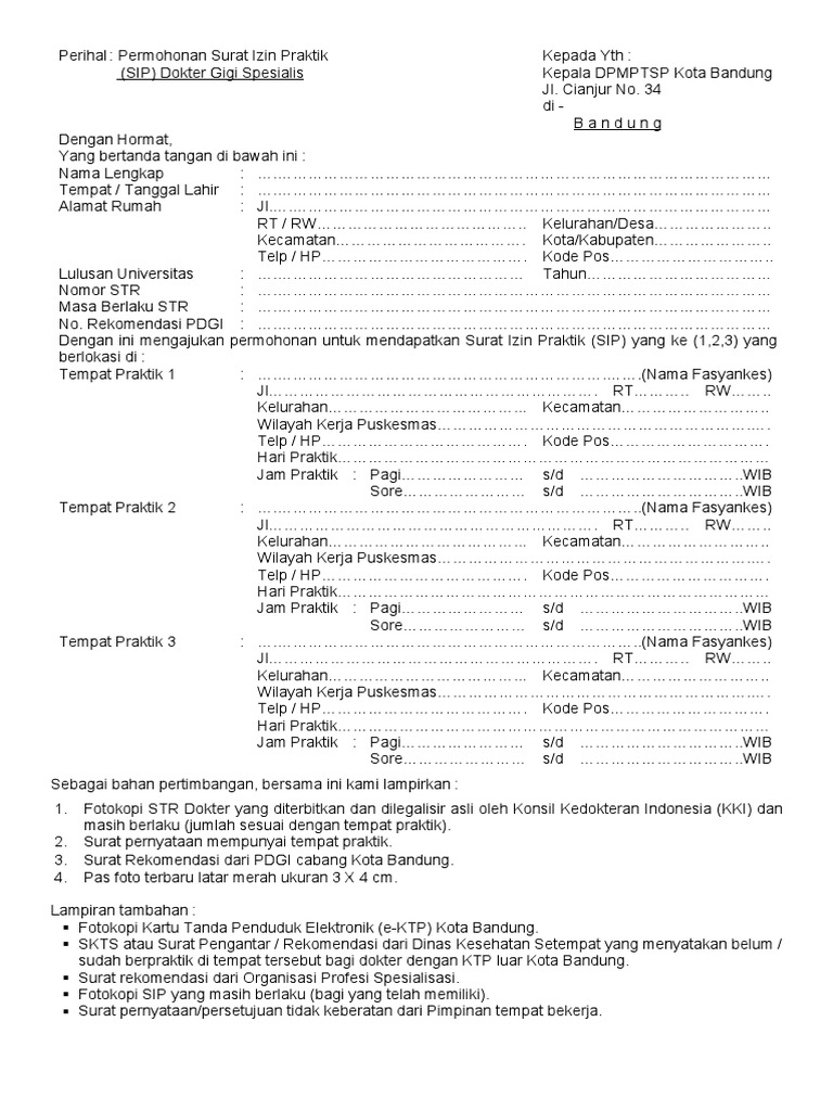 Formulir SIP Dokter Gigi Spesialis | PDF | Karier & Perkembangan