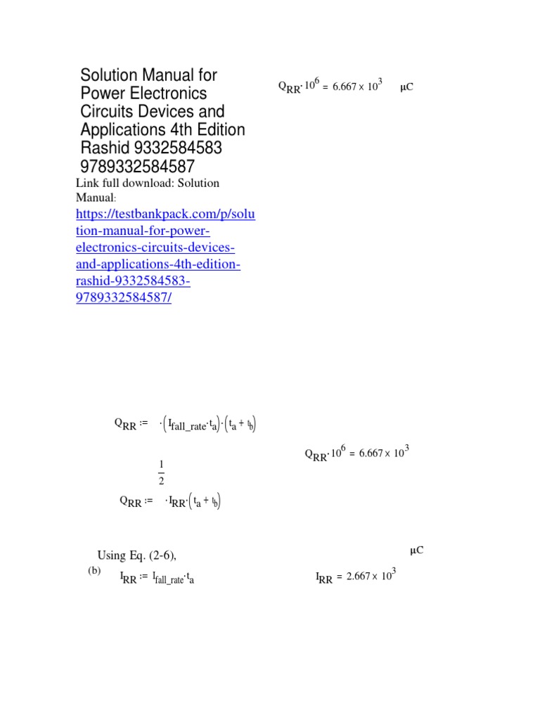 Power Electronics Circuits Devices and Applications 4th Edition Rashid ...