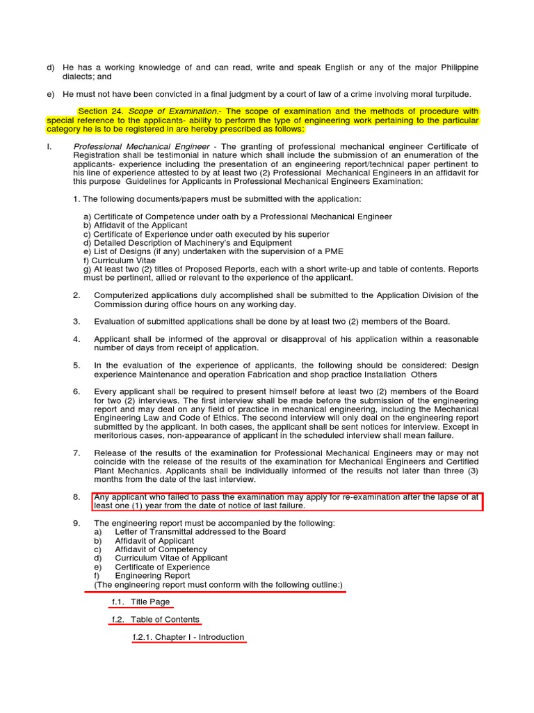 PME Application Requirement As Per CODE | PDF | Licensure | Engineer