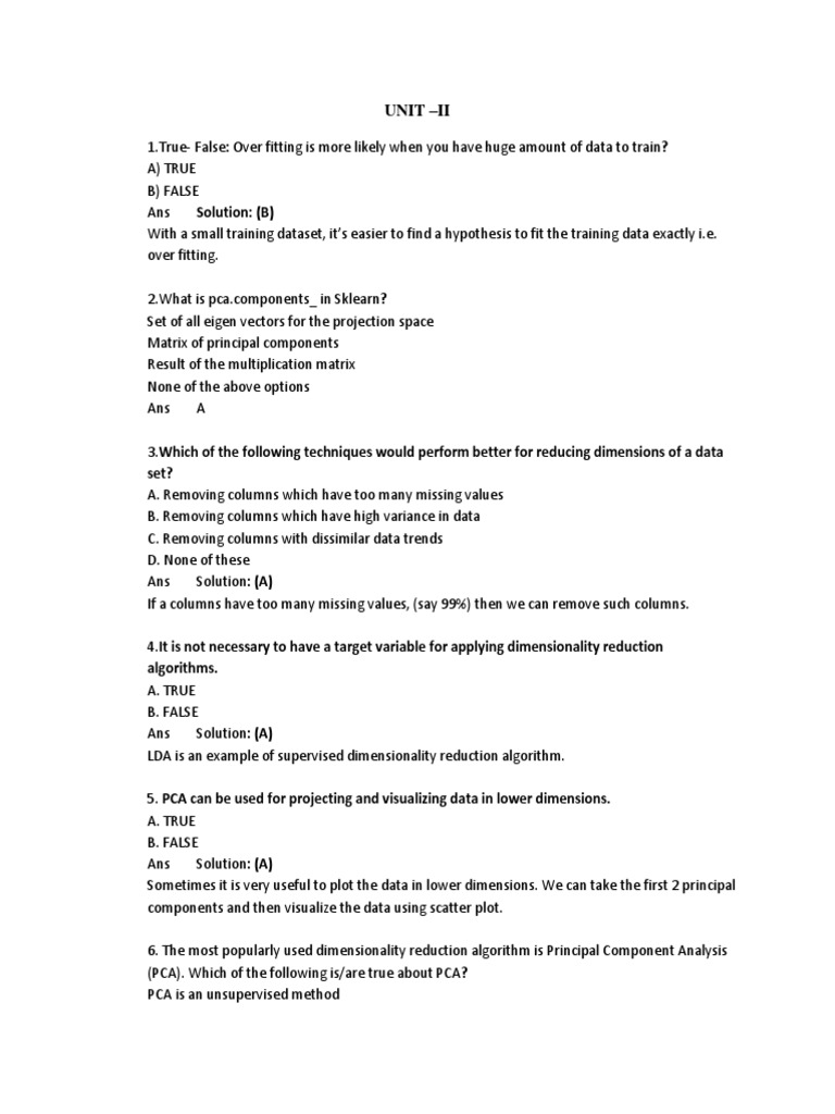 ML Unit 2 MCQ | PDF | Principal Component Analysis | Multivariate Statistics