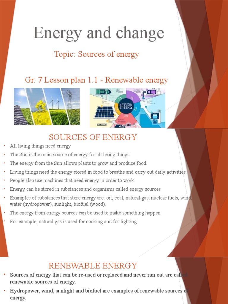 Gr. 7 Lesson Plan 1.1 - Renewable Energy | PDF