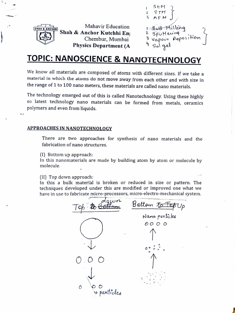 Nanotechnology Notes | PDF | Atomic Force Microscopy | Microscope