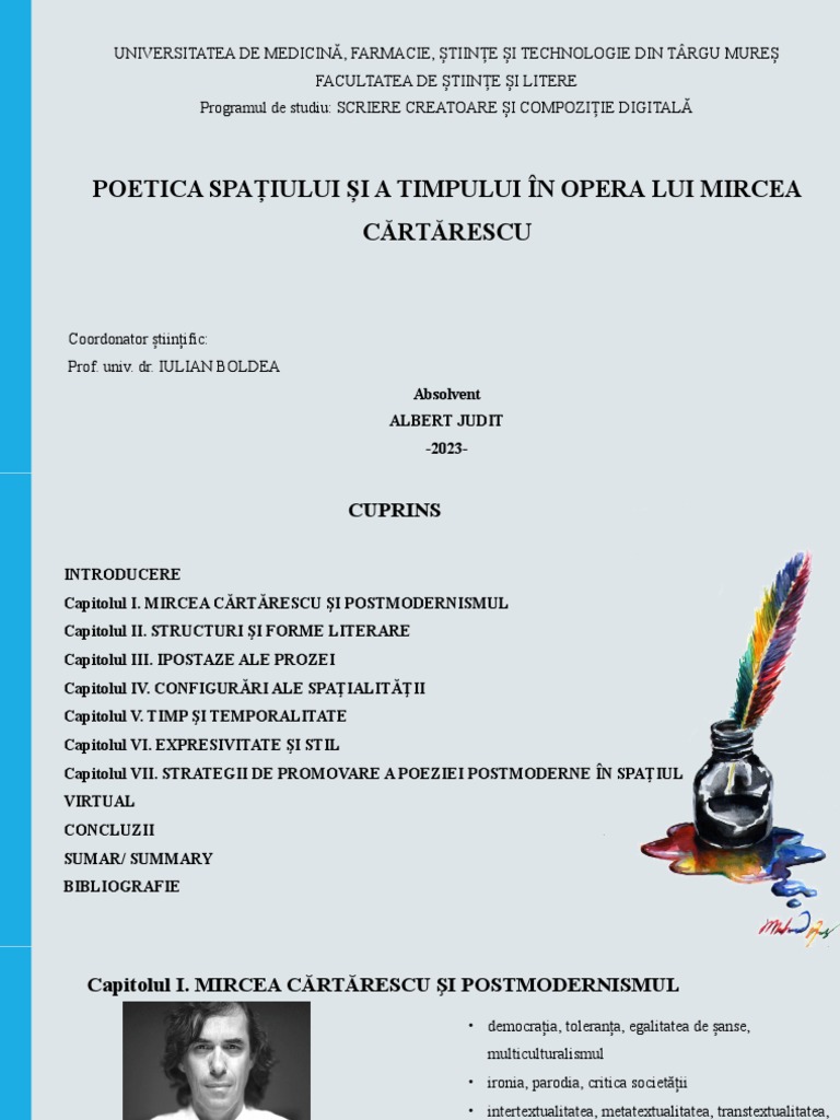 Disertatie SCCD Mircea Cartarescu Postmodernism | PDF