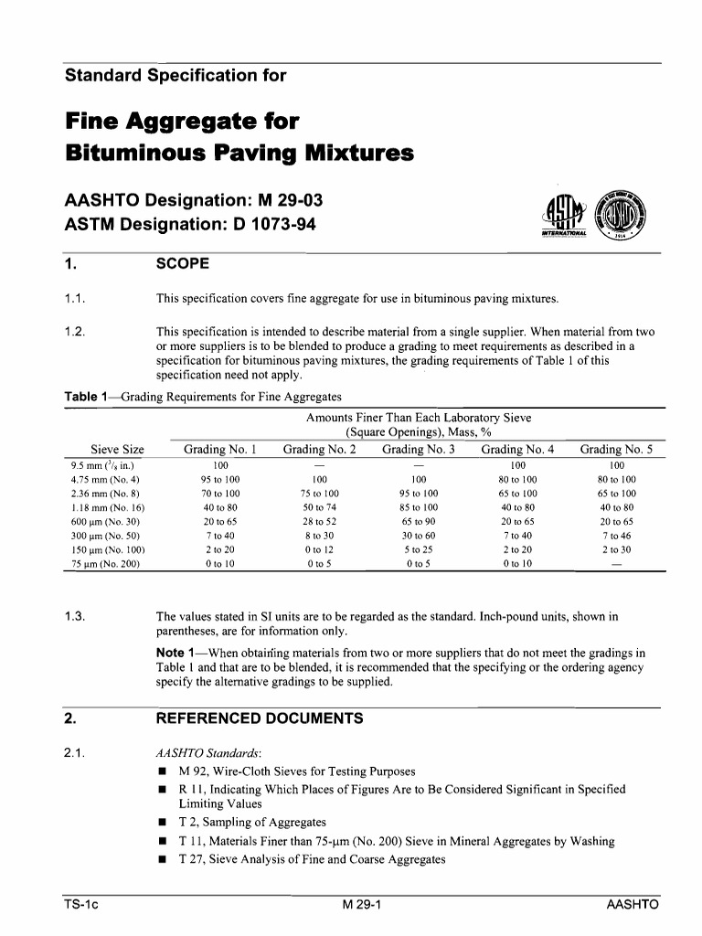 M 29 03 Fine Aggregate For Bituminous Paving Mixpdf 2 PDF Free | PDF | Construction Aggregate ...