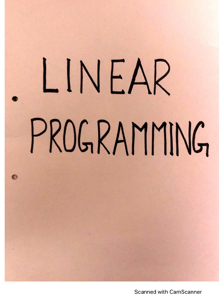 Linear Programming Project Pdf
