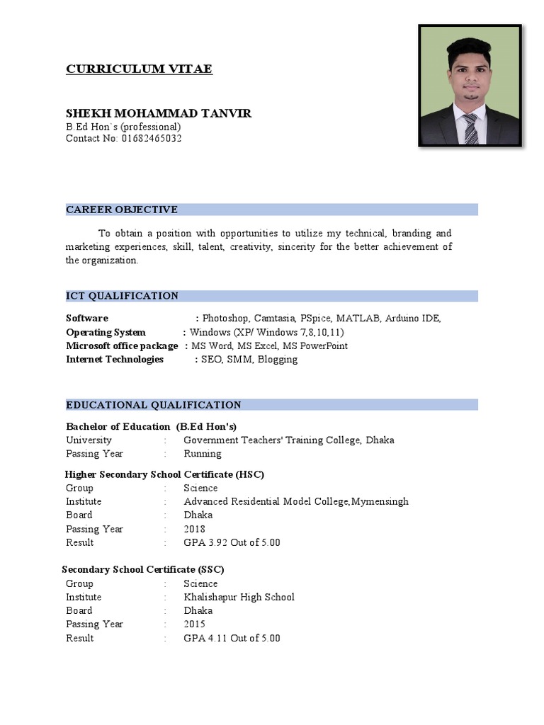 CV of MD - Tanjimul Kabir | PDF | Career & Growth
