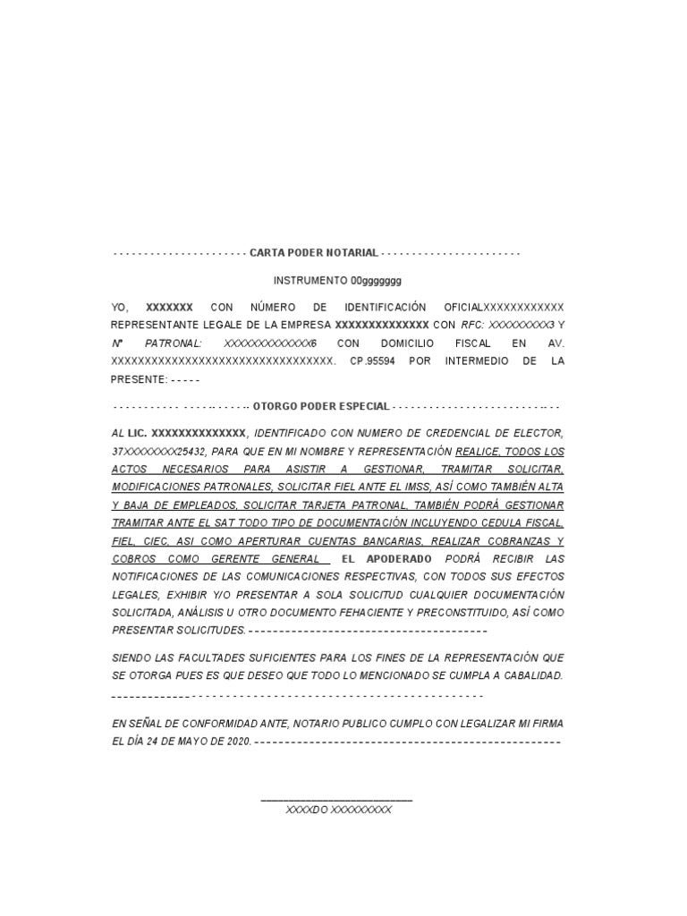 Carta Poder Notarial 1 | PDF