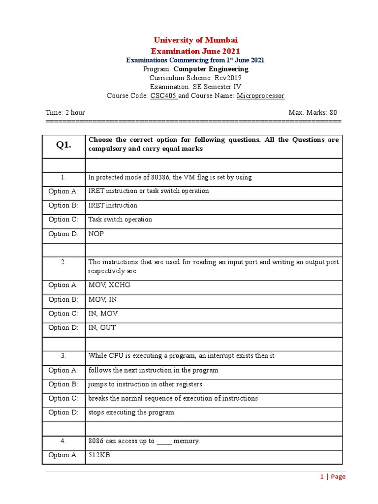1006 R19 Comp CSC405 QP | PDF | Central Processing Unit | Computer ...