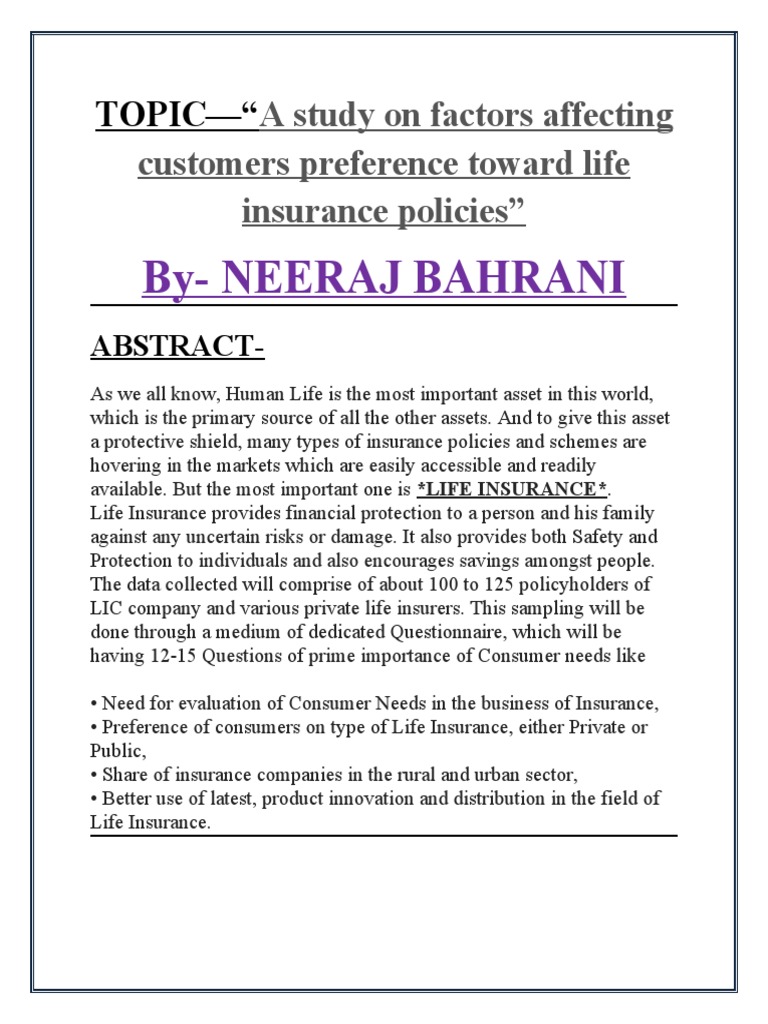 Factors Influencing Life Insurance Choices | PDF | Insurance | Life ...