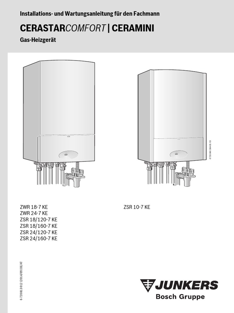 Junkers Bosch Heizgeraete Installation Cerastar Ceramini | PDF