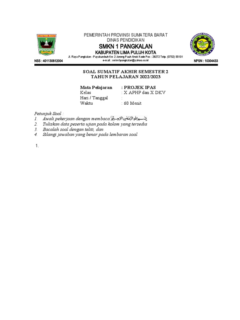 Soal Sumatif 3 Ipas. X Aphp | PDF