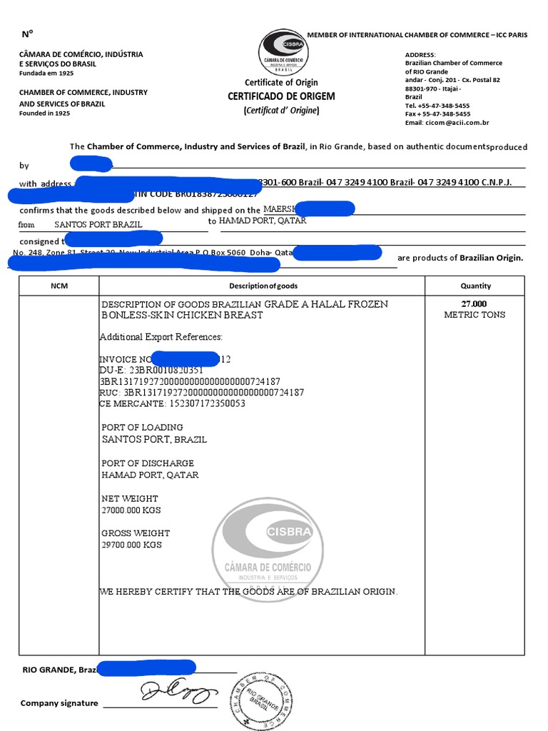 Certificate of Origin Draft | PDF | Freight Transport | Business