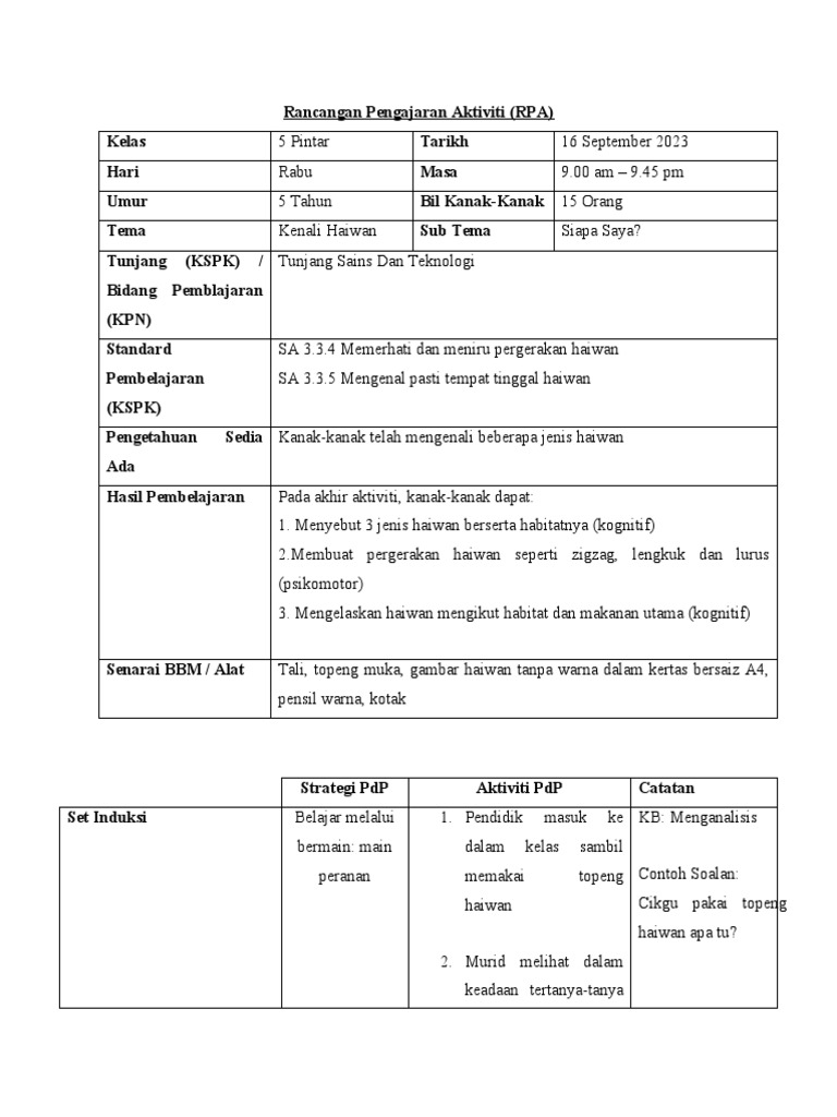 Rpa Tadika Kay1043 | PDF