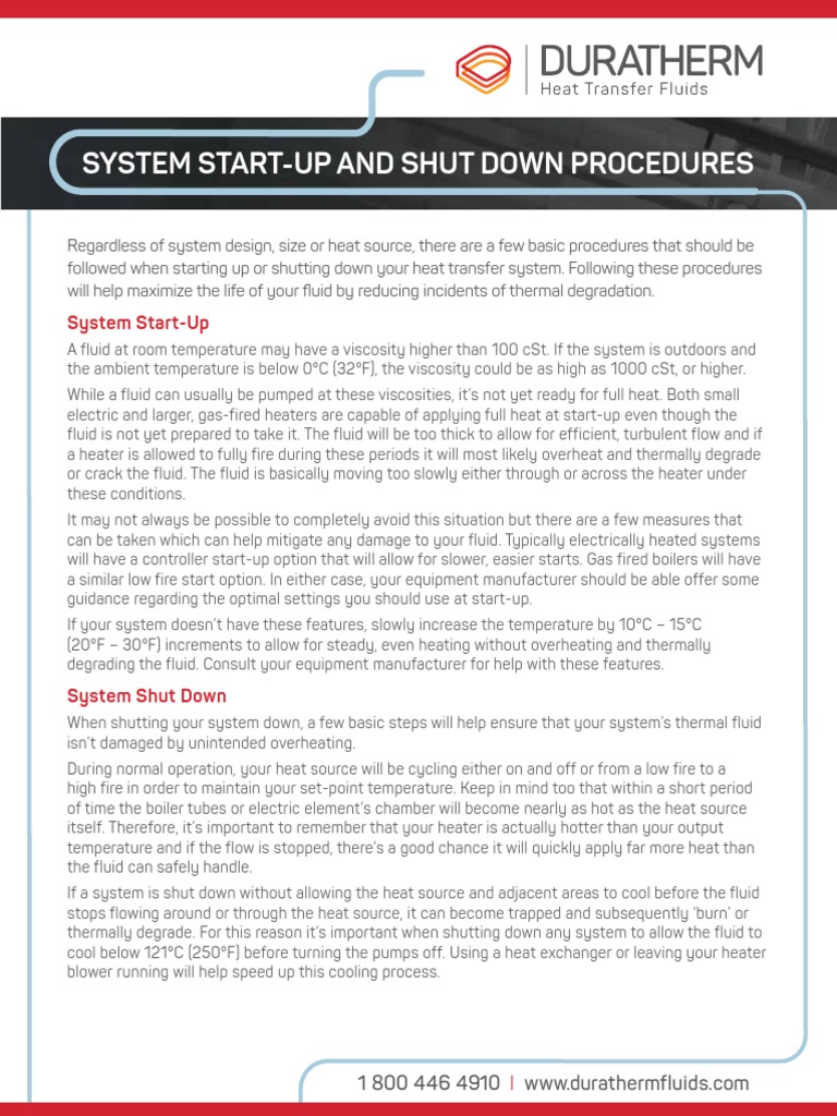 Startup Shutdown Procedures | Download Free PDF | Heat | Viscosity