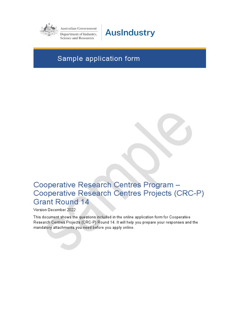 CRC-P Round 14 Application Guide | PDF | Intellectual Property | Revenue