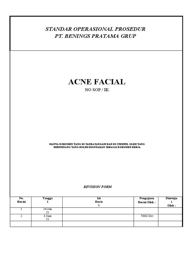 Sop Acne Facial | PDF