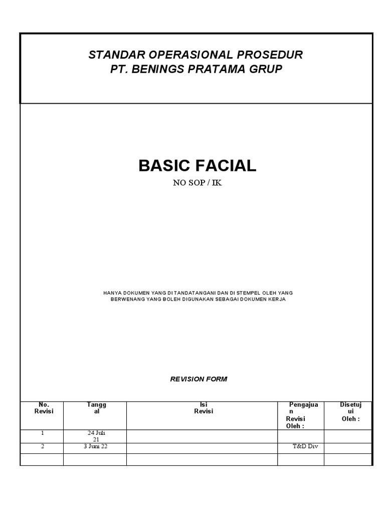 Sop Basic Facial | PDF