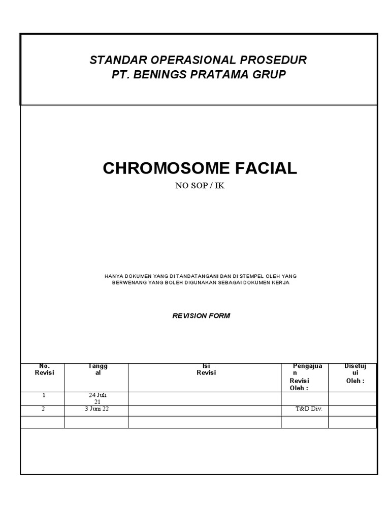 Sop Chromosome Facial 2 | PDF
