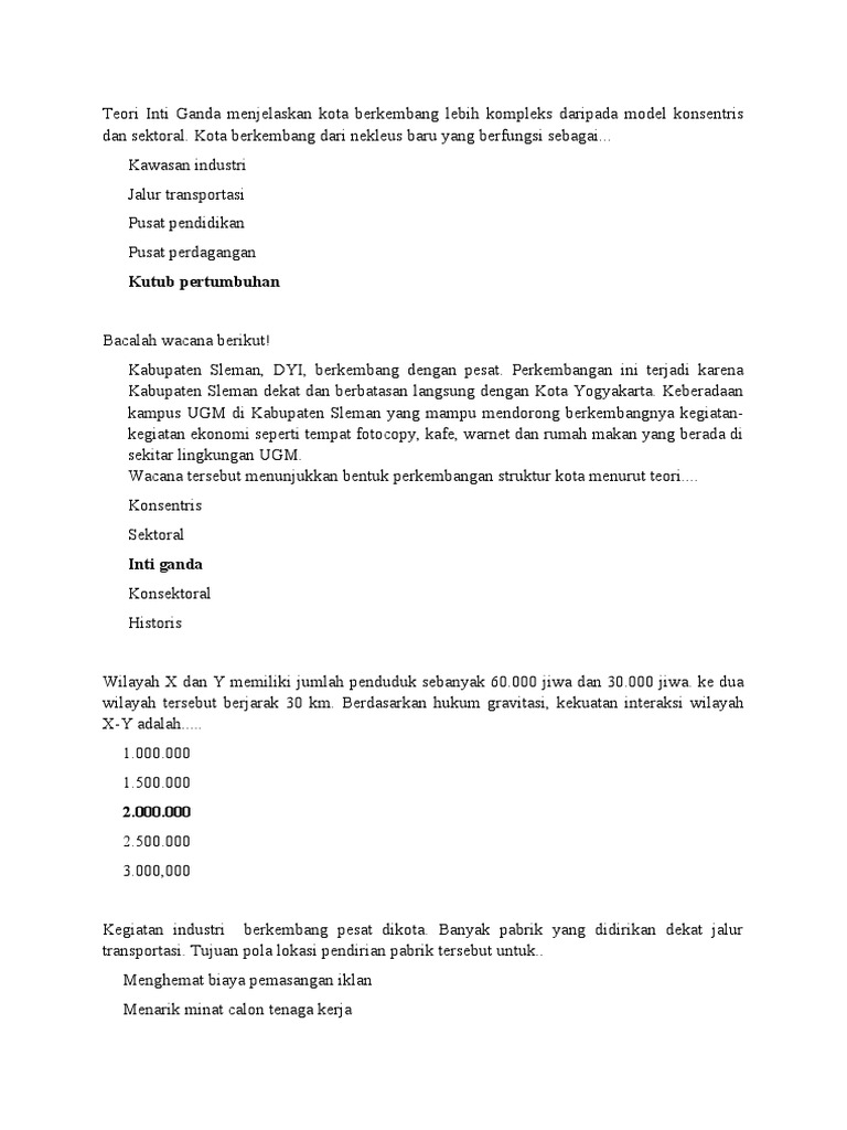 Teori Inti Ganda dalam Perkembangan Kota | PDF