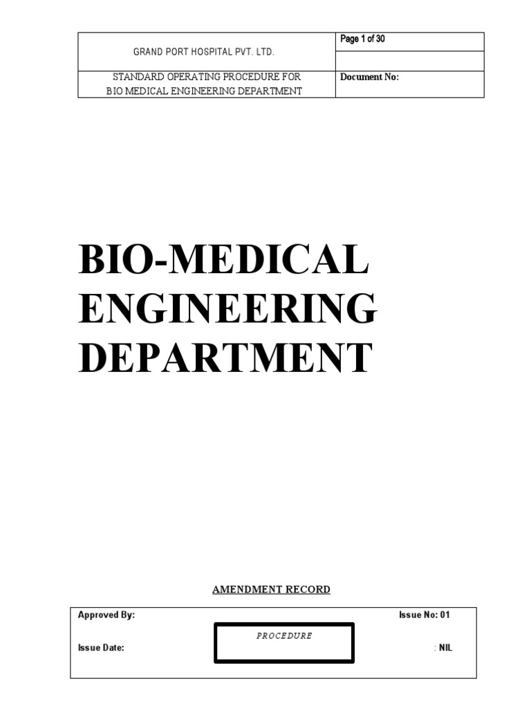 Sop Bme GPH | PDF | Biomedical Engineering | Medical Device
