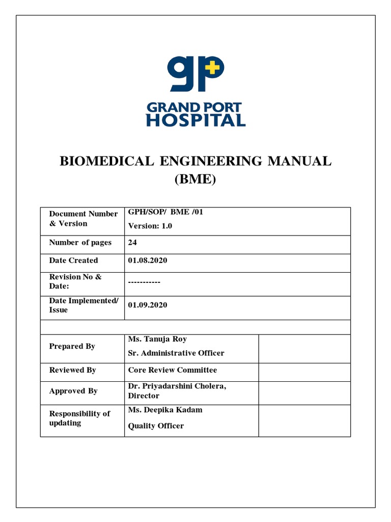 Biomedical Enggineering SOP | Download Free PDF | Biomedical Engineering | Calibration